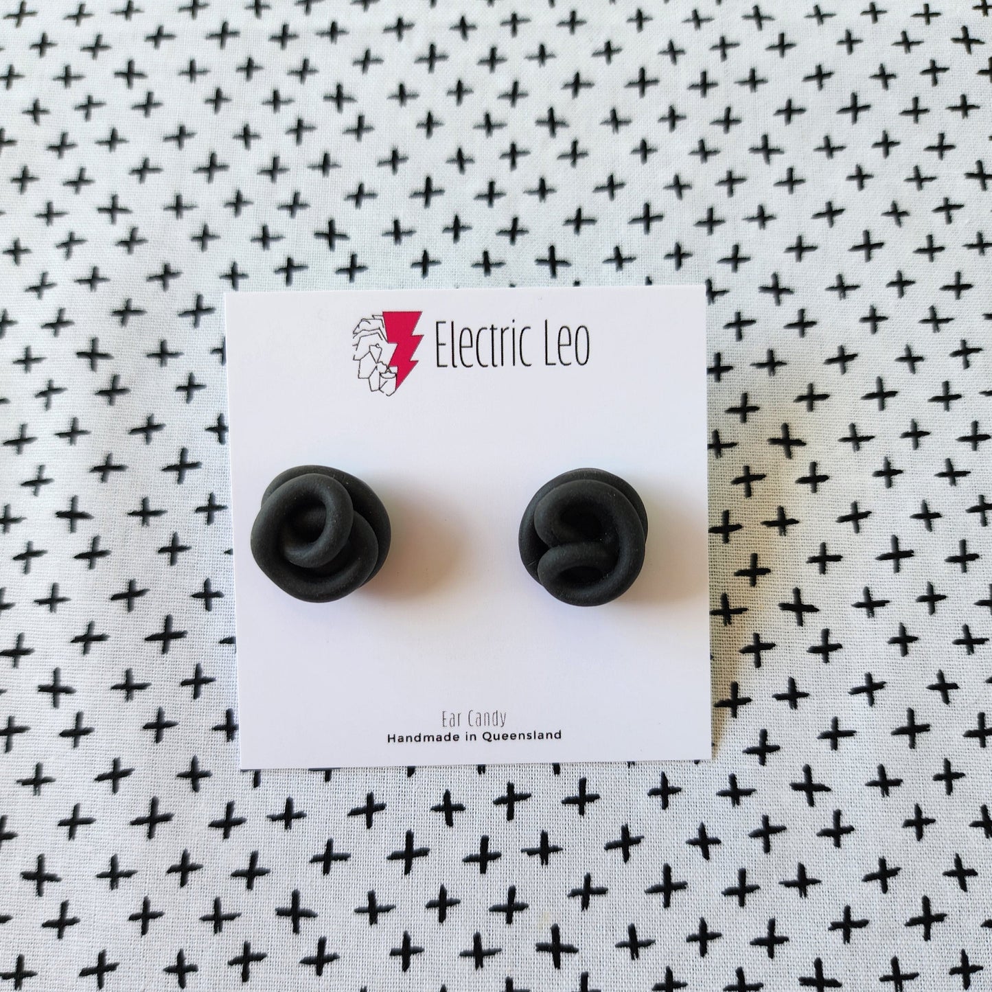 Black Mini Squiggle Studs – Electric Leo